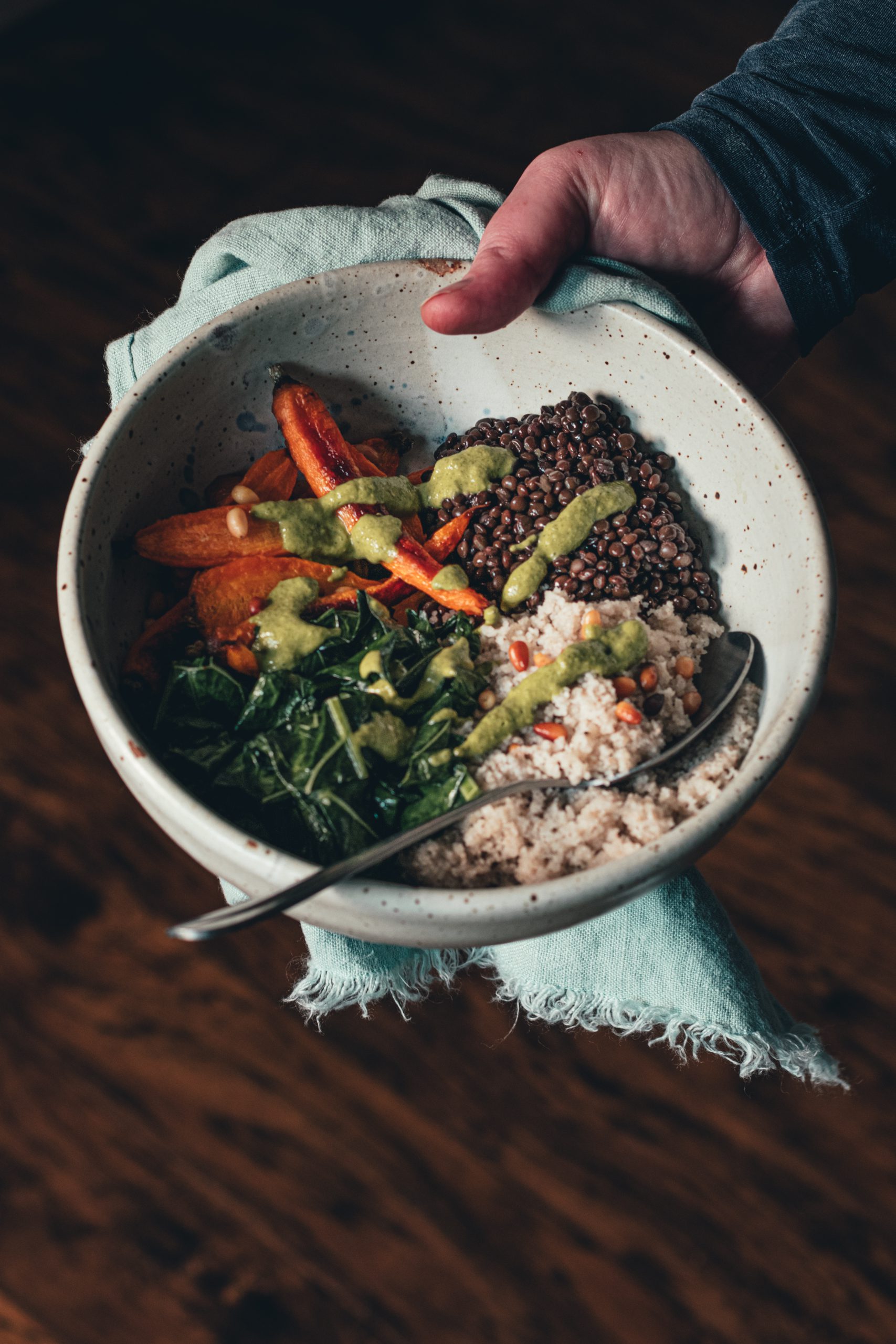 Fonio Bowl with Garlicky Kale & Roasted Carrots | sweet miscellany