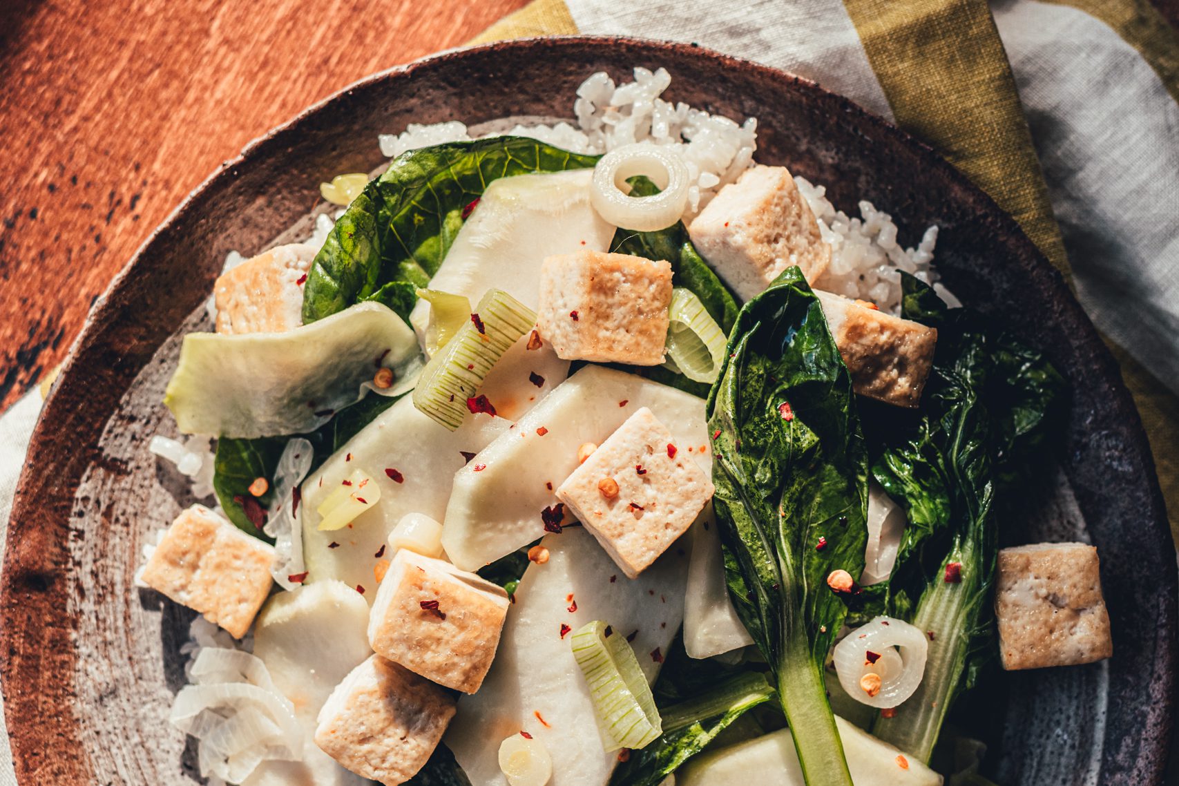 Kohlrabi and Tatsoi Stir-Fry with Ginger Rice | sweet miscellany